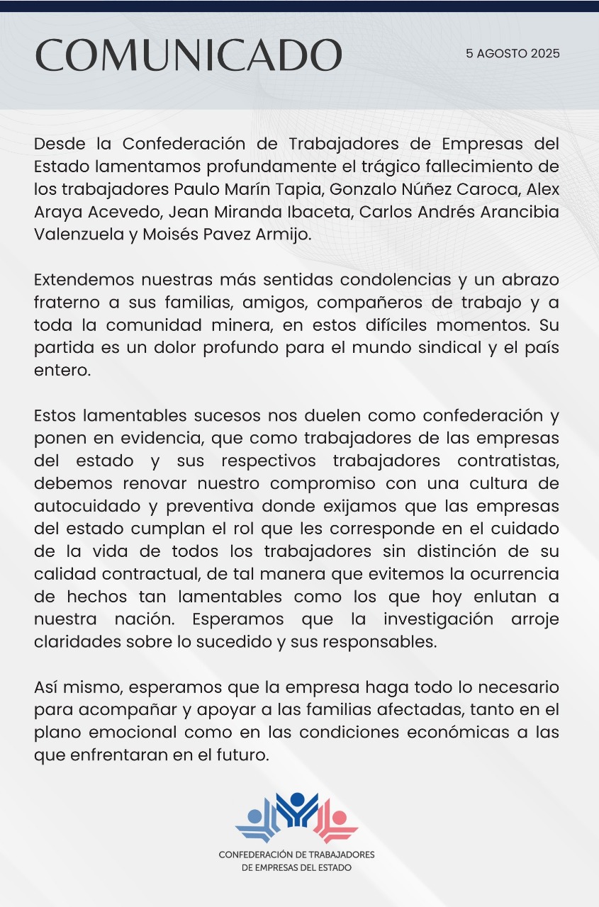 Fenatraporchi comparte comunicado de la Confederación de Trabajadores de Empresas del Estado por ...